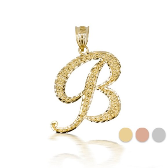 Element Shine | Jewelry | Personalized K Solid Gold Cursive Initial ...